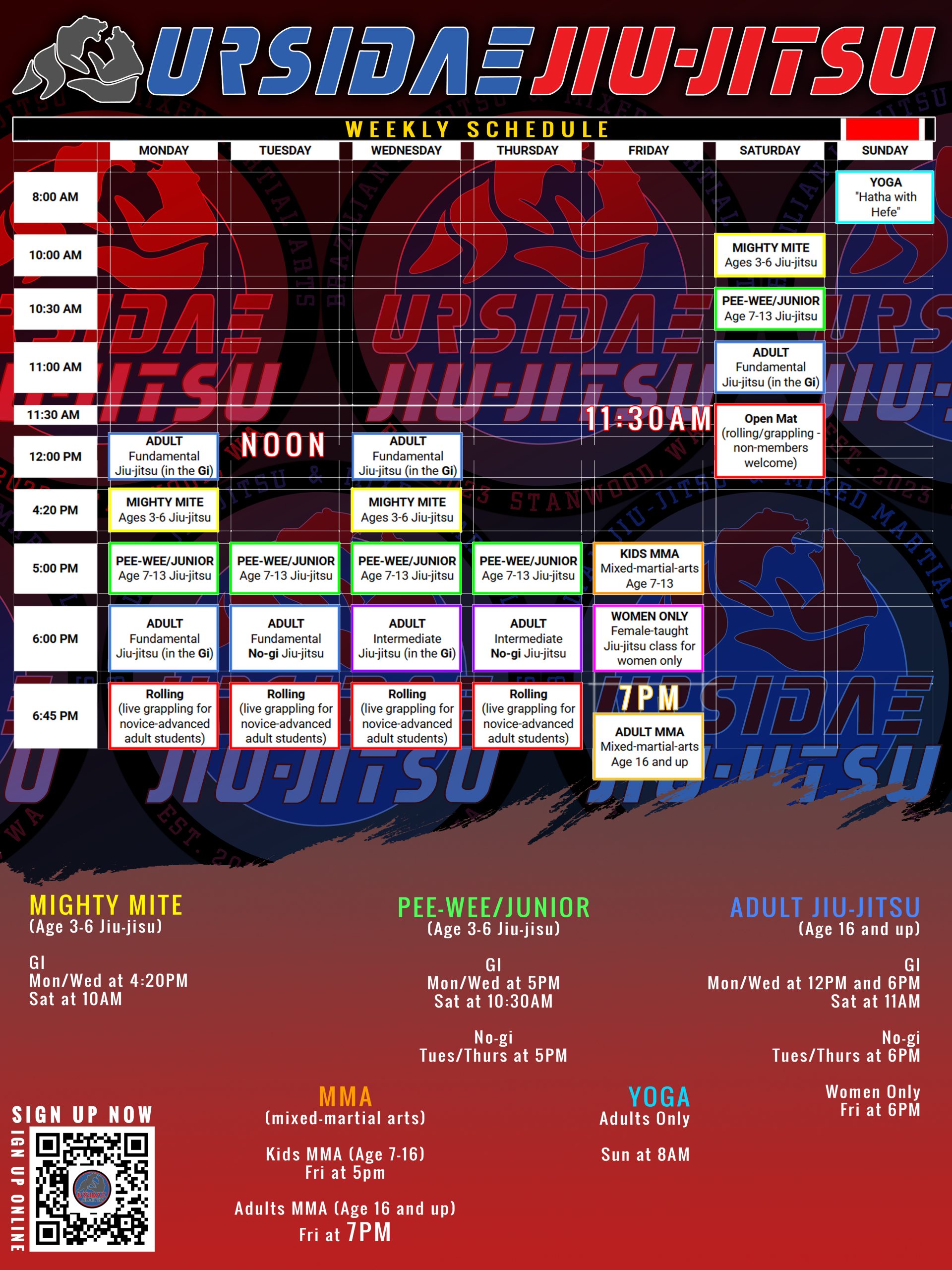 SCHEDULE - Ursidae Jiu-jitsu